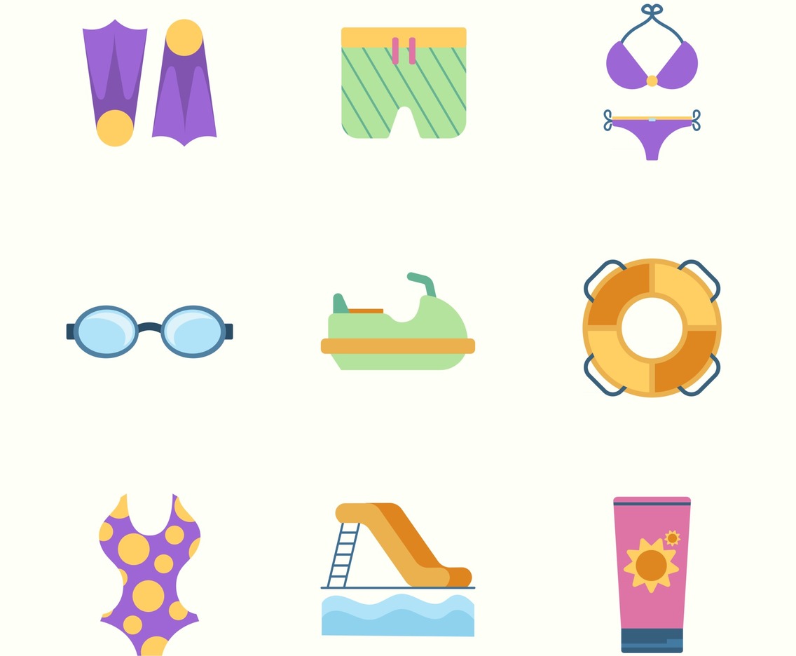 Summer Beach Icons Vector Art & Graphics | freevector.com
