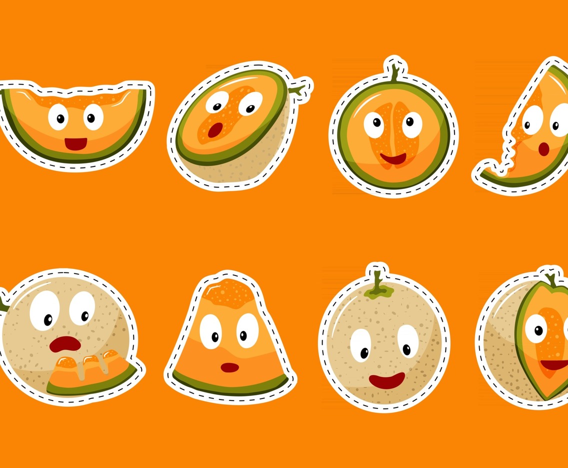 Sticker Pack Melon With Expression Vector Art & Graphics | freevector.com