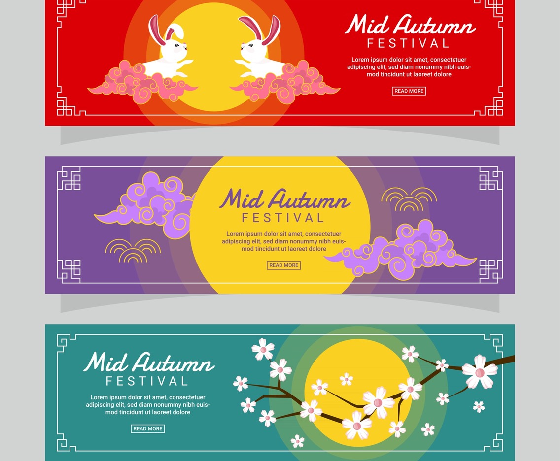 Mid Autumn Festival Banner Collection Vector Art & Graphics ...