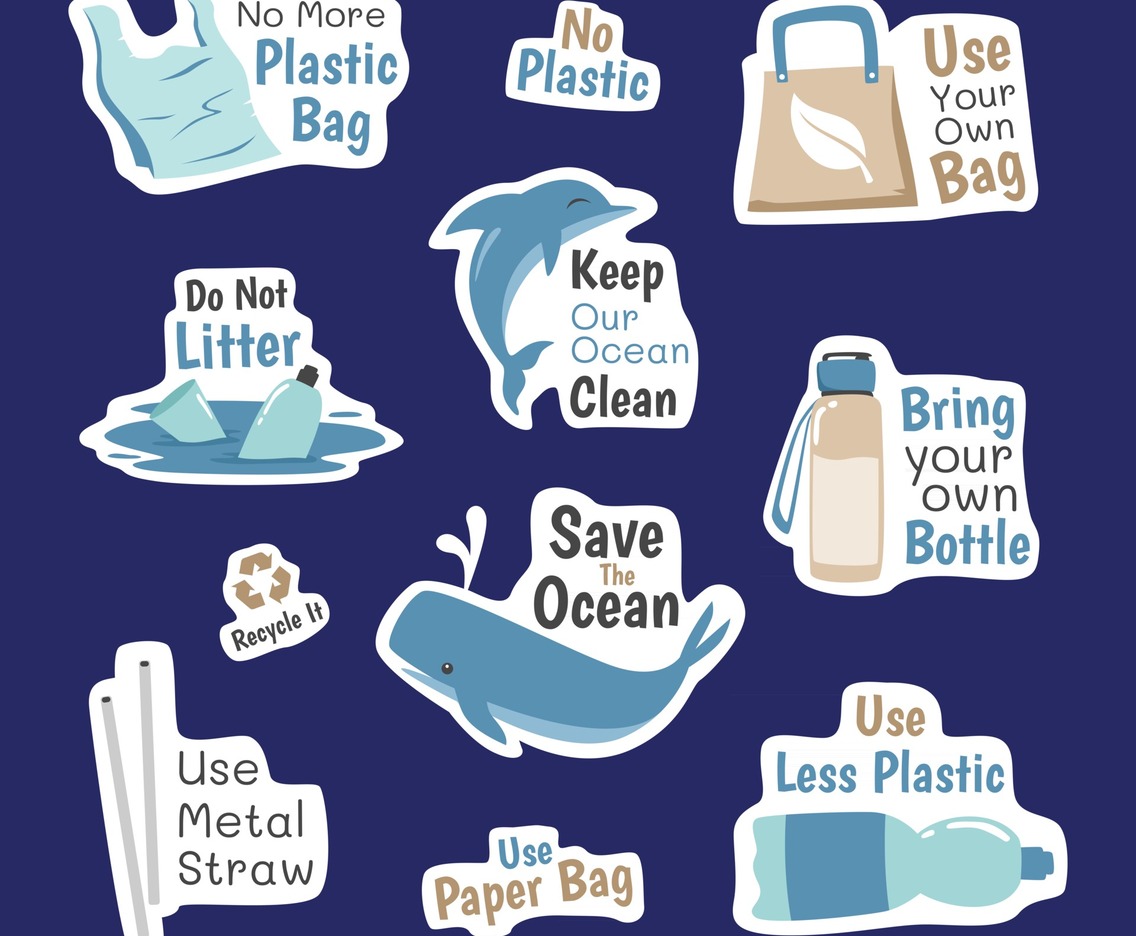 No Plastic Sticker Campaign Vector Art & Graphics | freevector.com