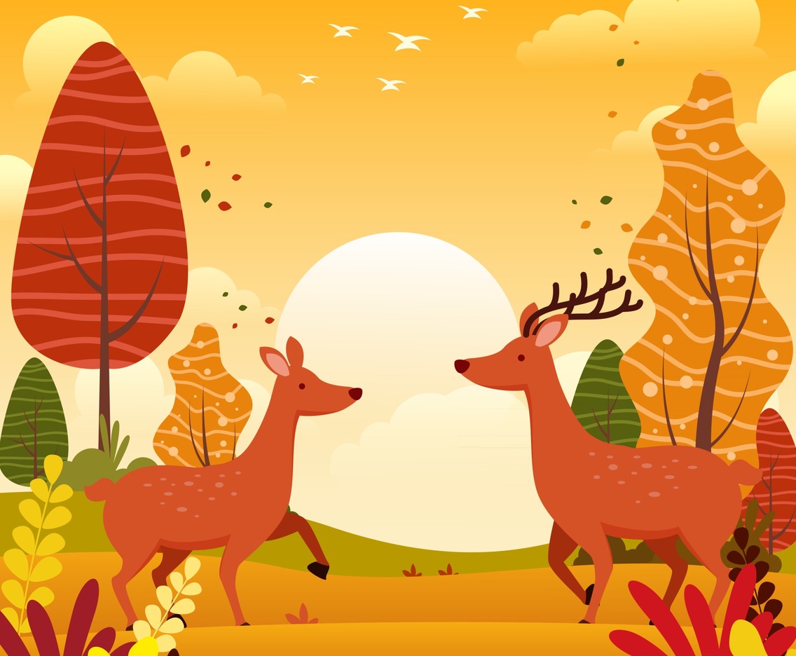 Deer In The Autumn Forest Vector Art & Graphics | freevector.com