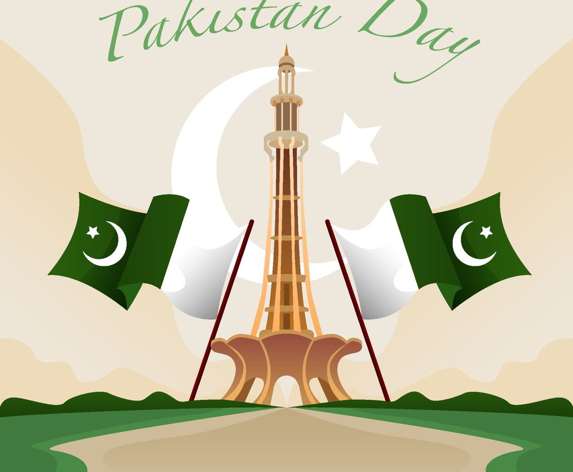 The Minar E With Pakistan Flags Vector Art & Graphics | freevector.com