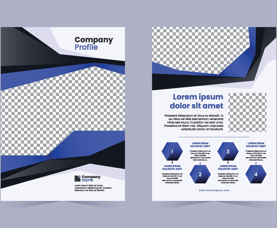 Modern Black And Blue Company Profile Vector Art & Graphics ...