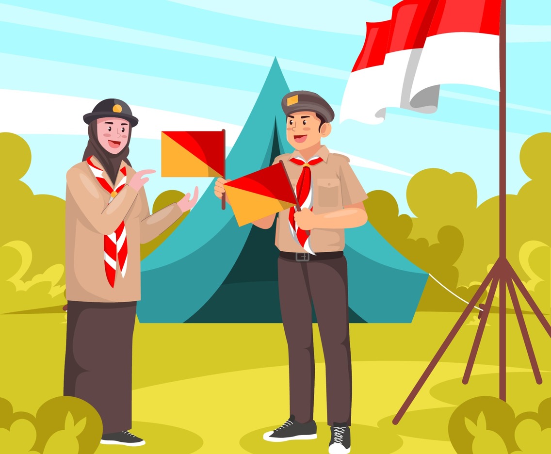 Student Pramuka At The Forest Vector Art & Graphics | freevector.com