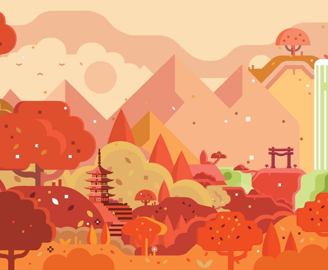 Autumn In Japan Forest With Mountain View Concept Vector Art & Graphics ...