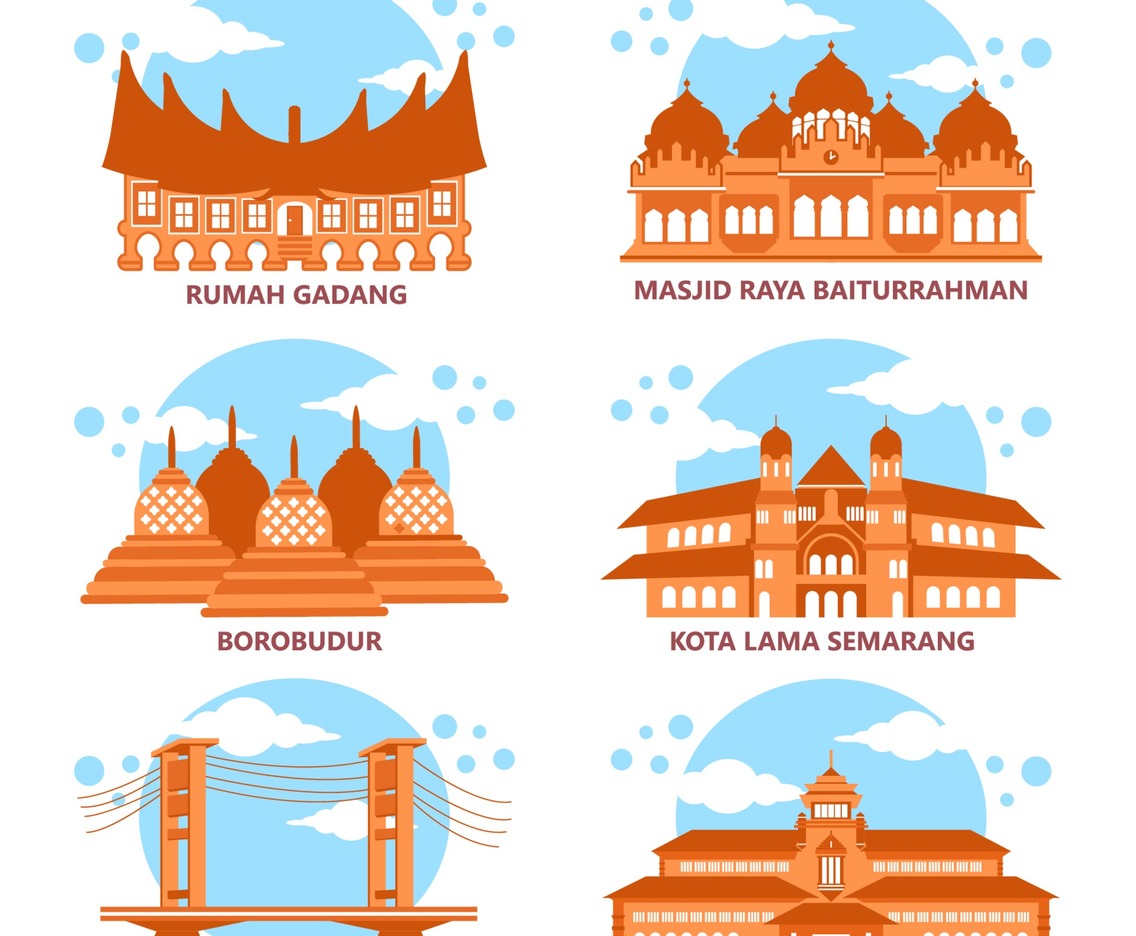 Indonesia Landmark Icon Vector Art & Graphics | freevector.com