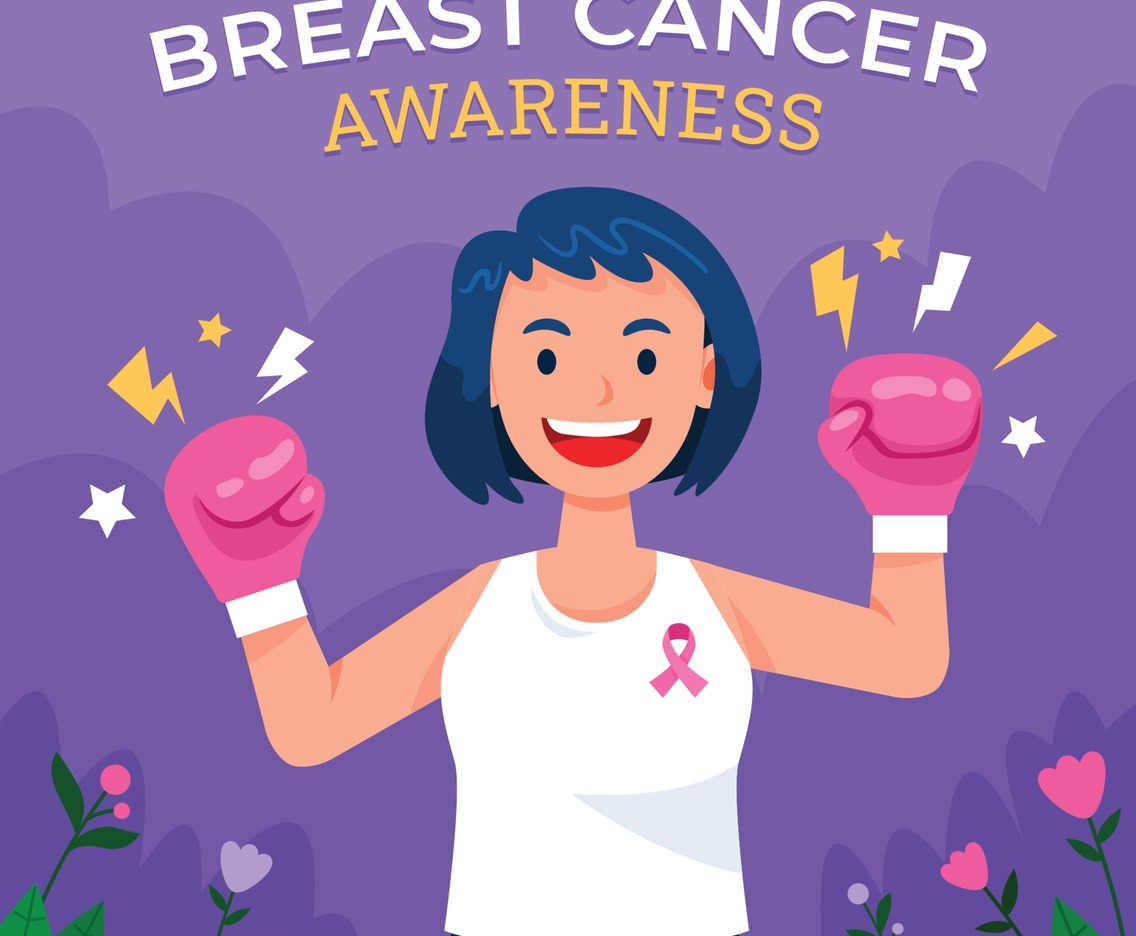 Strong Woman Fight Against Her Breast Cancer Vector Art & Graphics ...