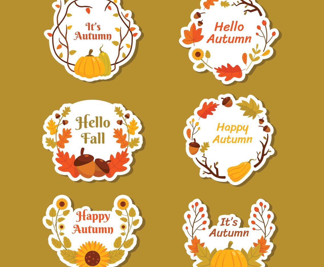 Leaves Wreath For Autumn Season Stickers Vector Art & Graphics ...