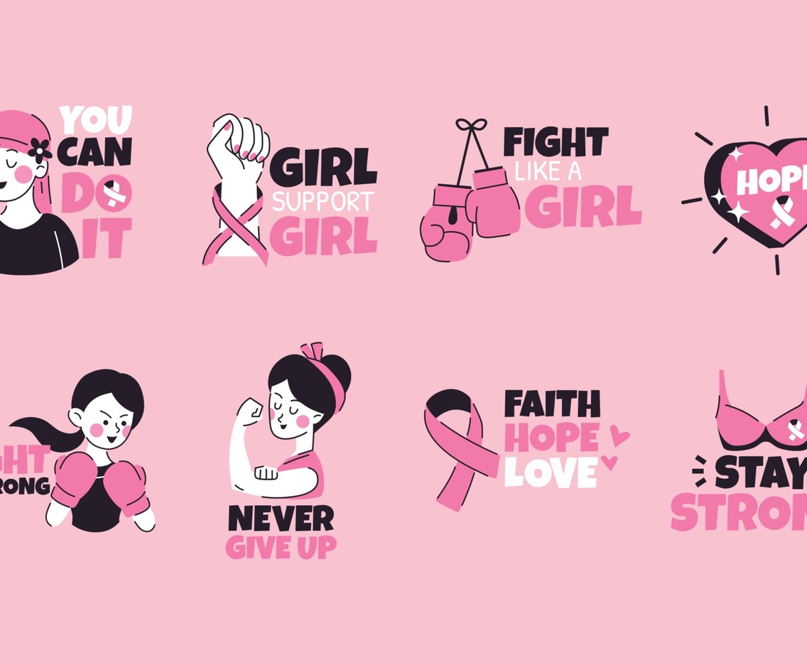 Set Of Breast Cancer Quote Sticker Vector Art & Graphics | freevector.com