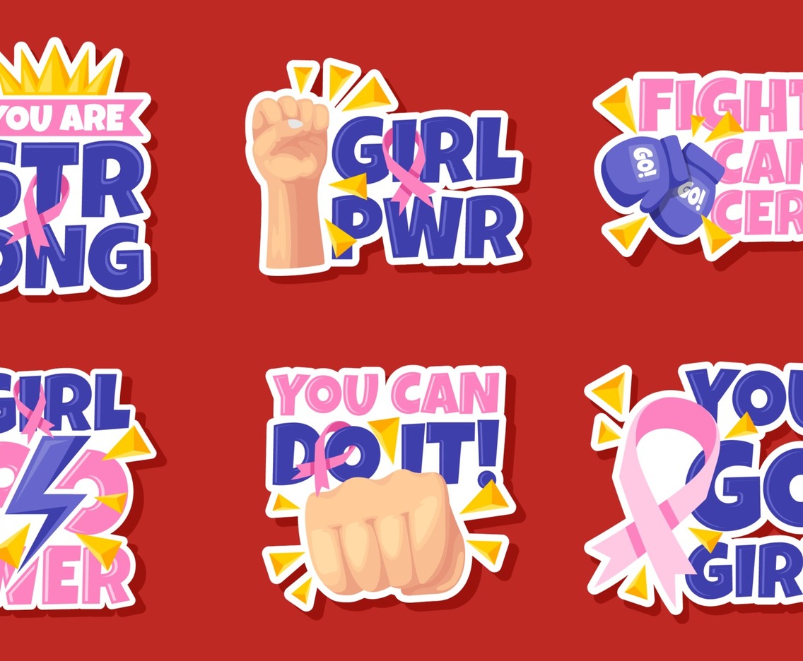 Breast Cancer Awareness Sticker Set Vector Art & Graphics | freevector.com
