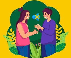 Sign Language Greeting With Woman Character Vector Art & Graphics ...