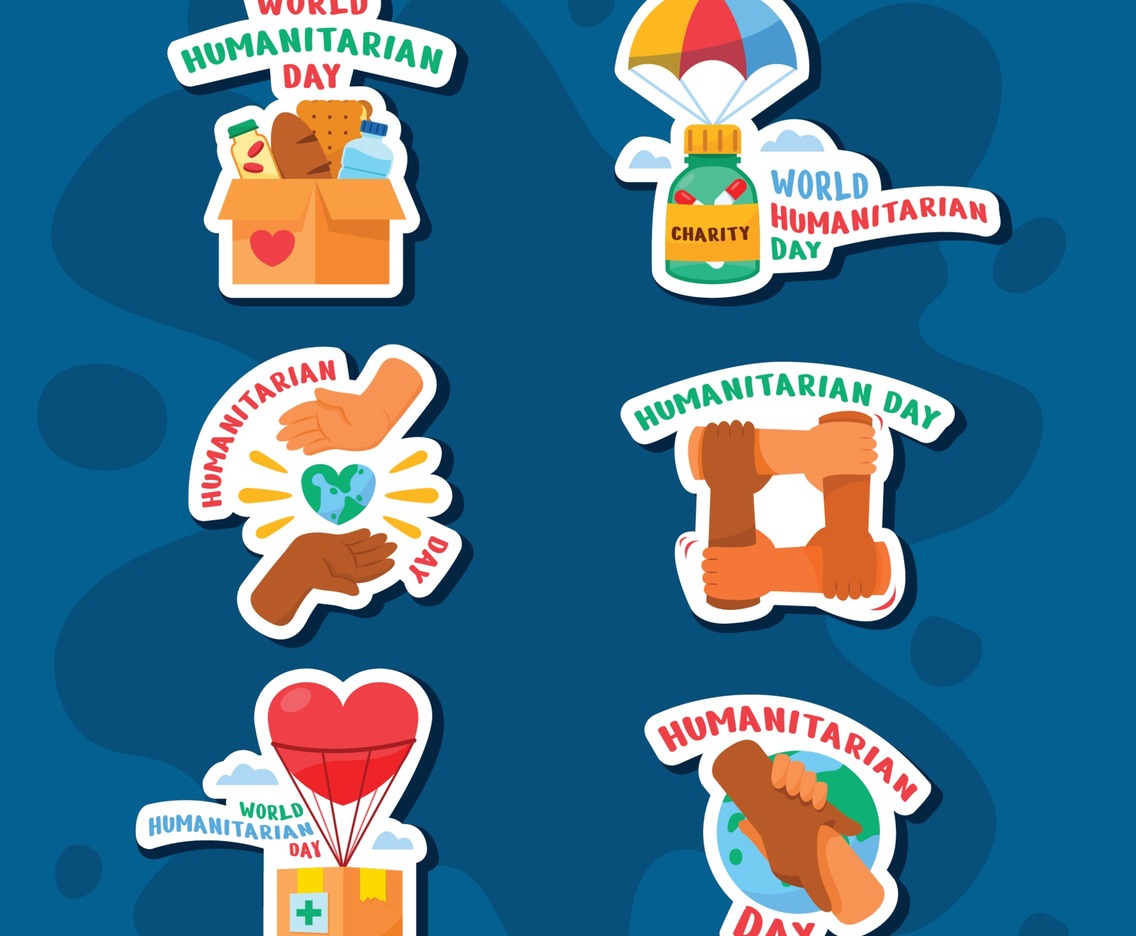 Celebration Of World Humanitarian Day Stickers Vector Art & Graphics ...