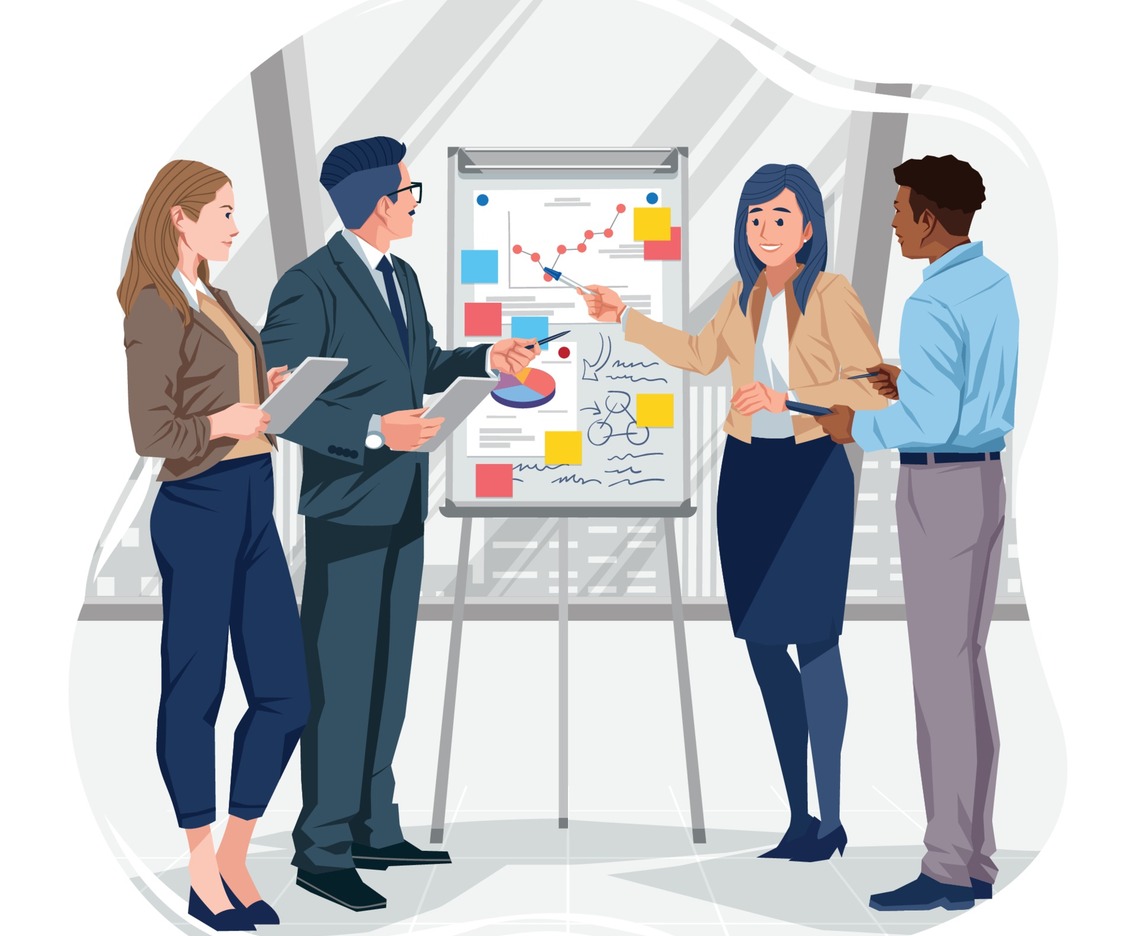 Professional Teamwork Collaboration Concept Vector Art & Graphics ...