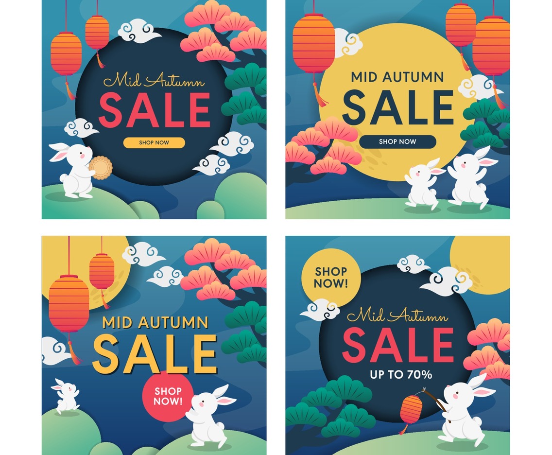 Mid Autumn Festival Sale Social Media Template Vector Art & Graphics ...
