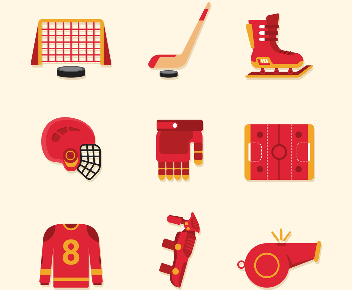 Set Of Hockey Sport Icons Vector Art & Graphics | freevector.com