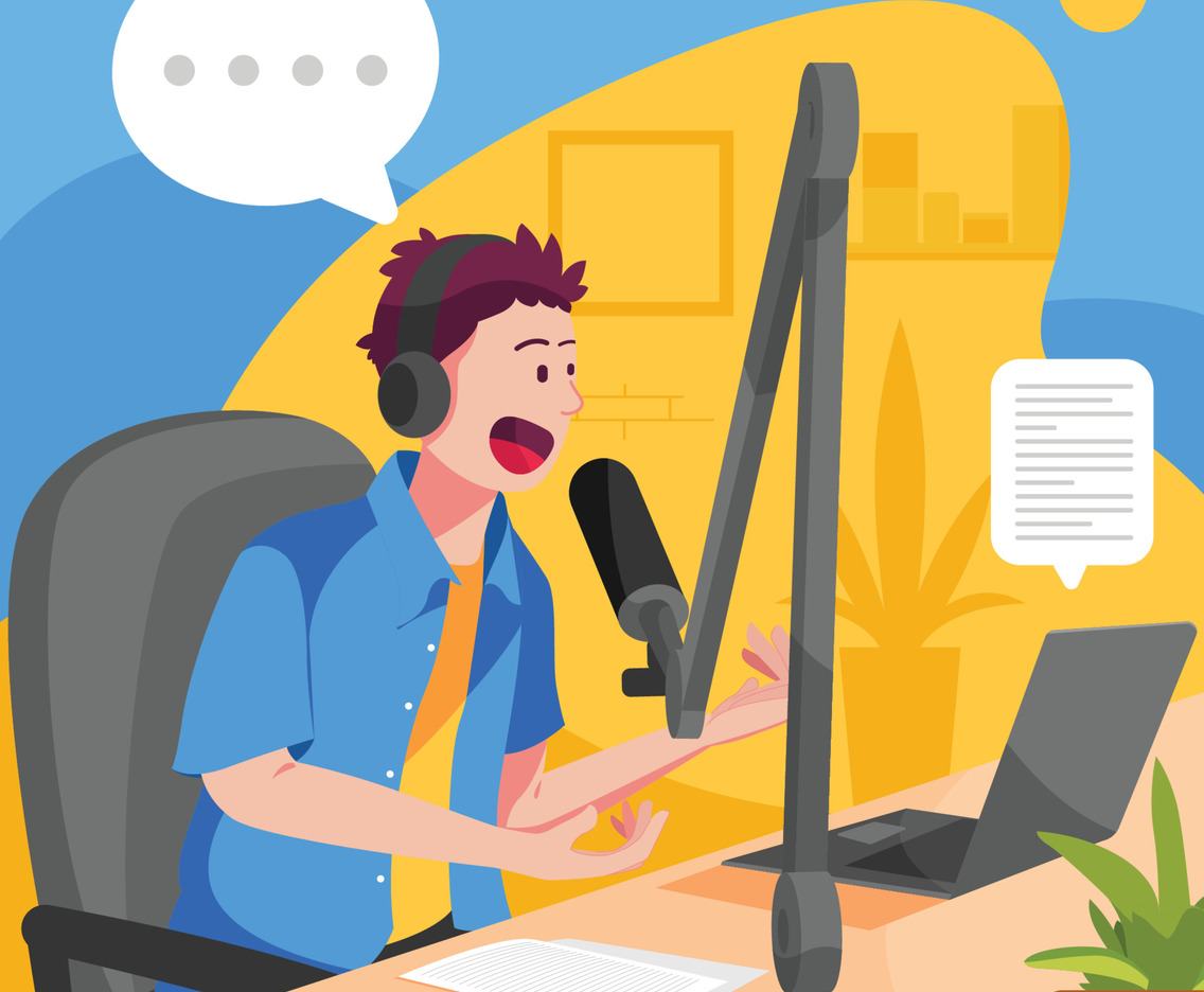 Male Doing Solo Podcast Vector Art & Graphics | freevector.com