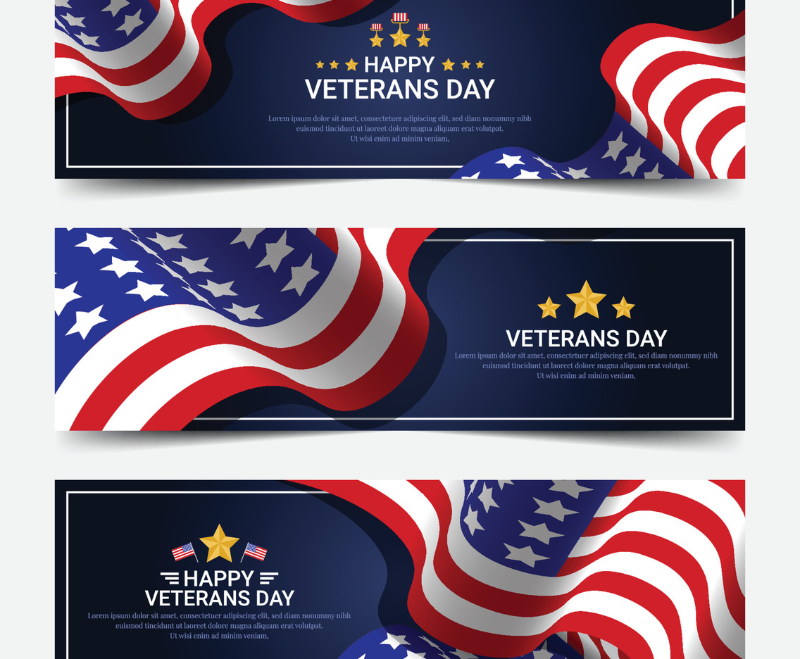 Veterans Day Banners With Flags Vector Art Graphics Freevector