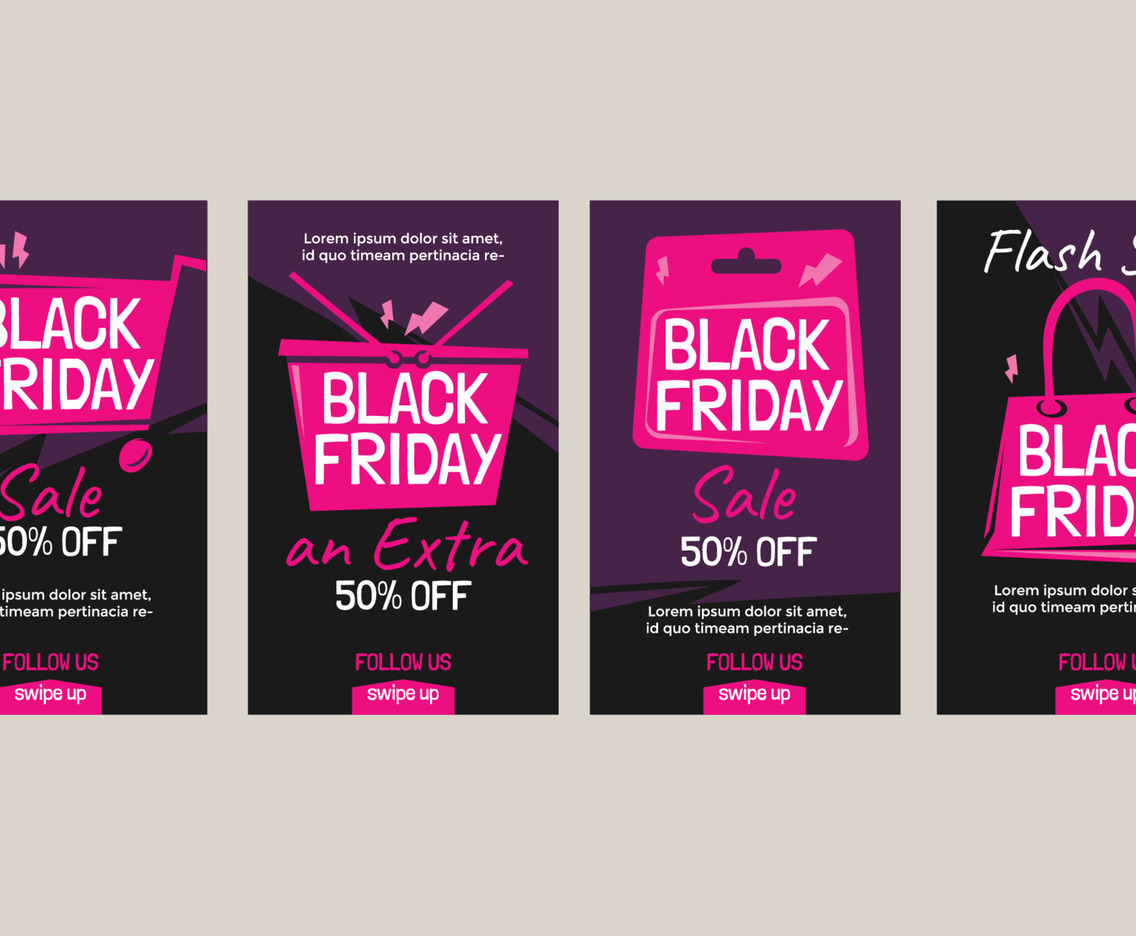 Black Friday Concept Card Stories Set Vector Art & Graphics ...