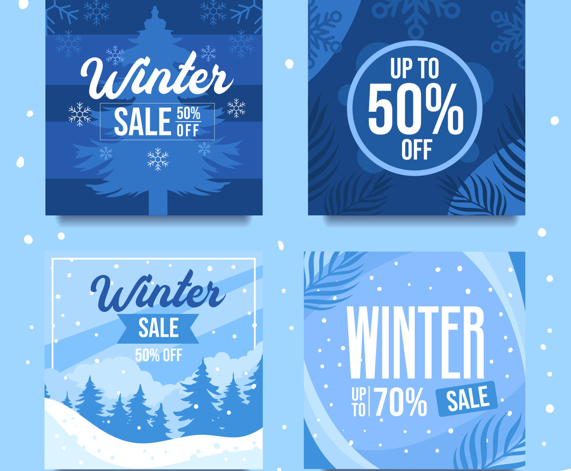 Winter Sale Social Media Promo Design Vector Art & Graphics ...