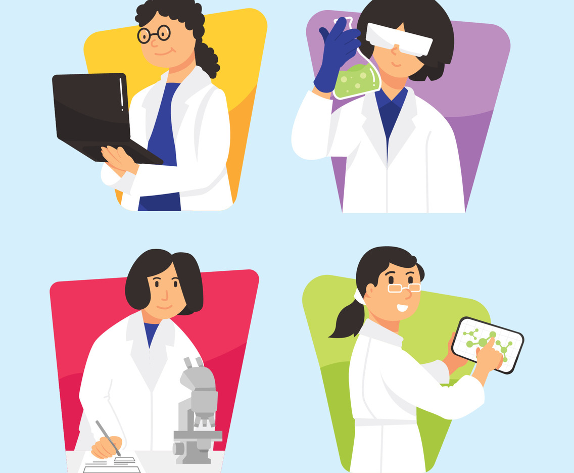 Woman Sciencetist Characters Vector Art & Graphics | freevector.com