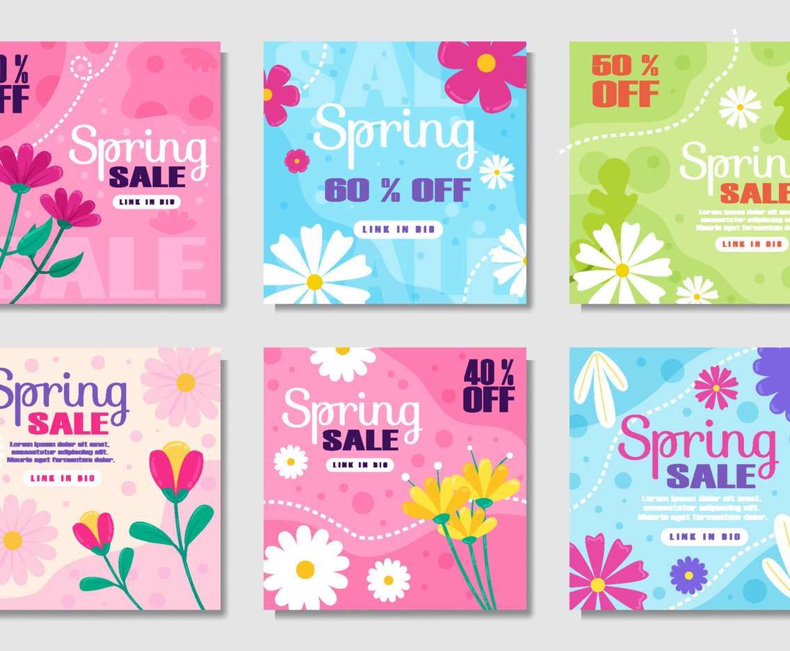 Spring Sale Social Media Posts Vector Art & Graphics | freevector.com