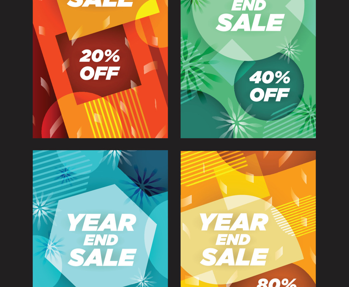 Year End Sale Social Media Story Template Set Vector Art & Graphics ...