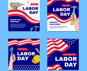 Labor Day Social Media Post Template Vector Art & Graphics | freevector.com