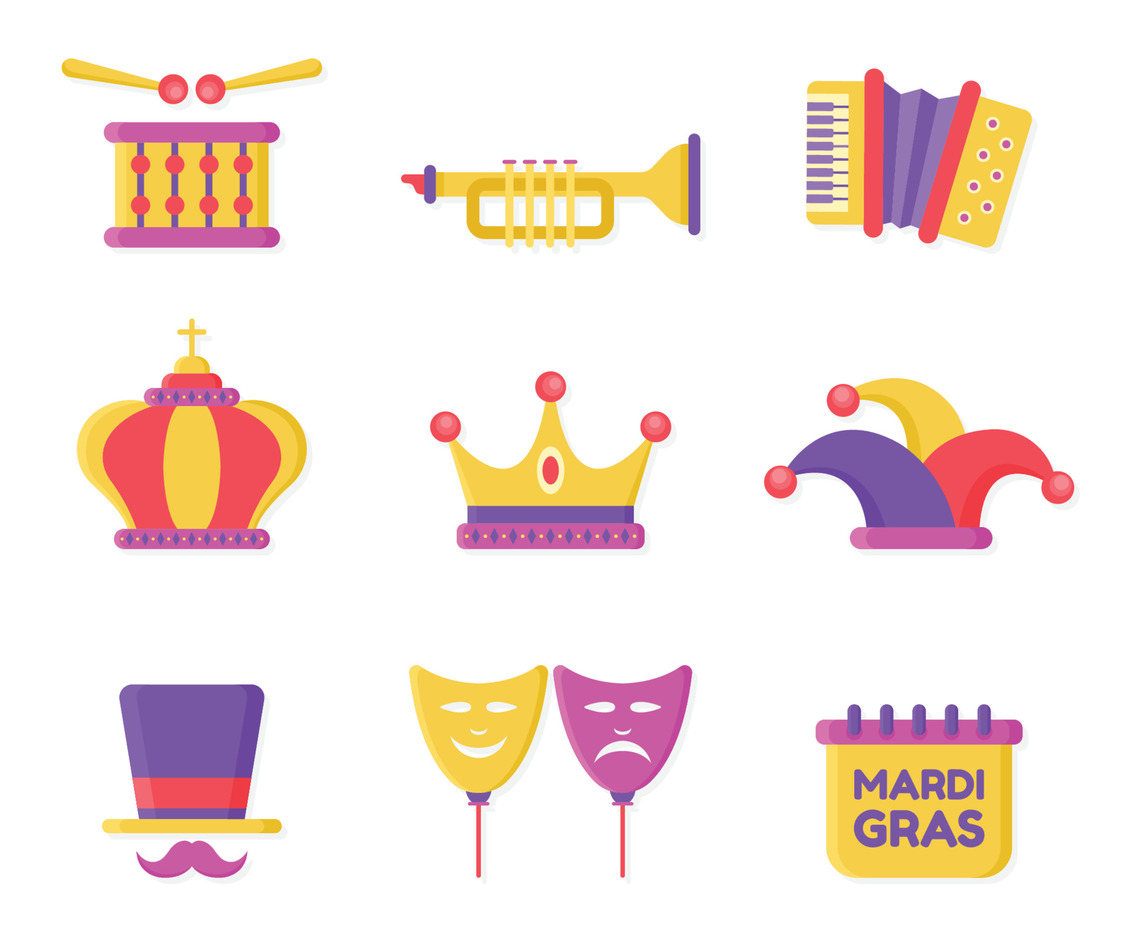 Set Of Mardi Gras Carnival Icons Vector Art & Graphics | freevector.com