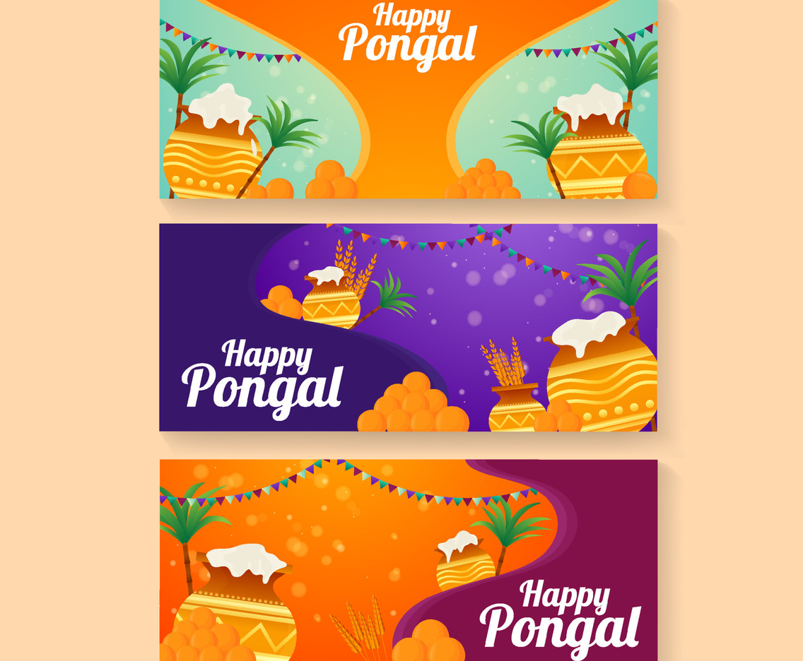 Banner Of Festival Happy Pongal Vector Art & Graphics | freevector.com