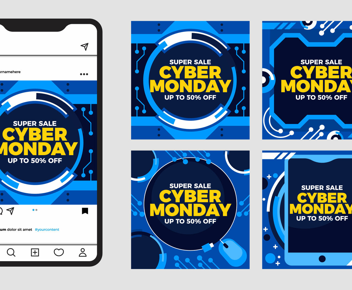 Social Media Story Post For Cyber Monday Vector Art & Graphics ...
