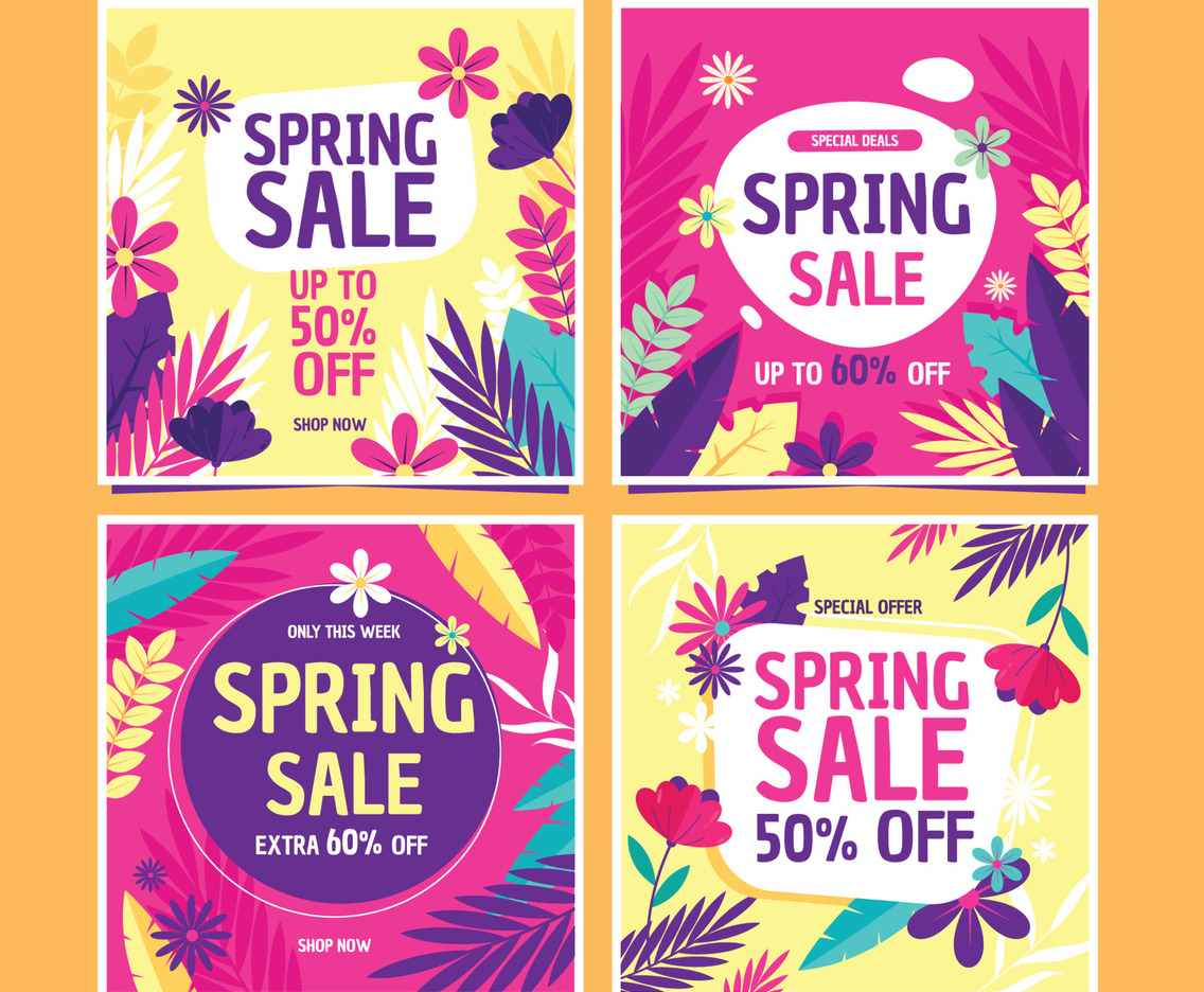 Spring Sale Social Media Posts Vector Art & Graphics | freevector.com