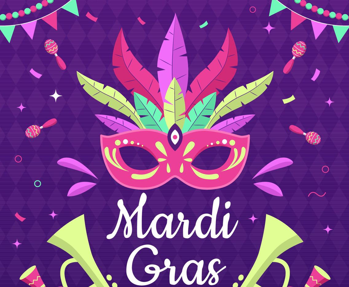 Mardi Gras Party With Masquerade And Confetti Vector Art & Graphics ...