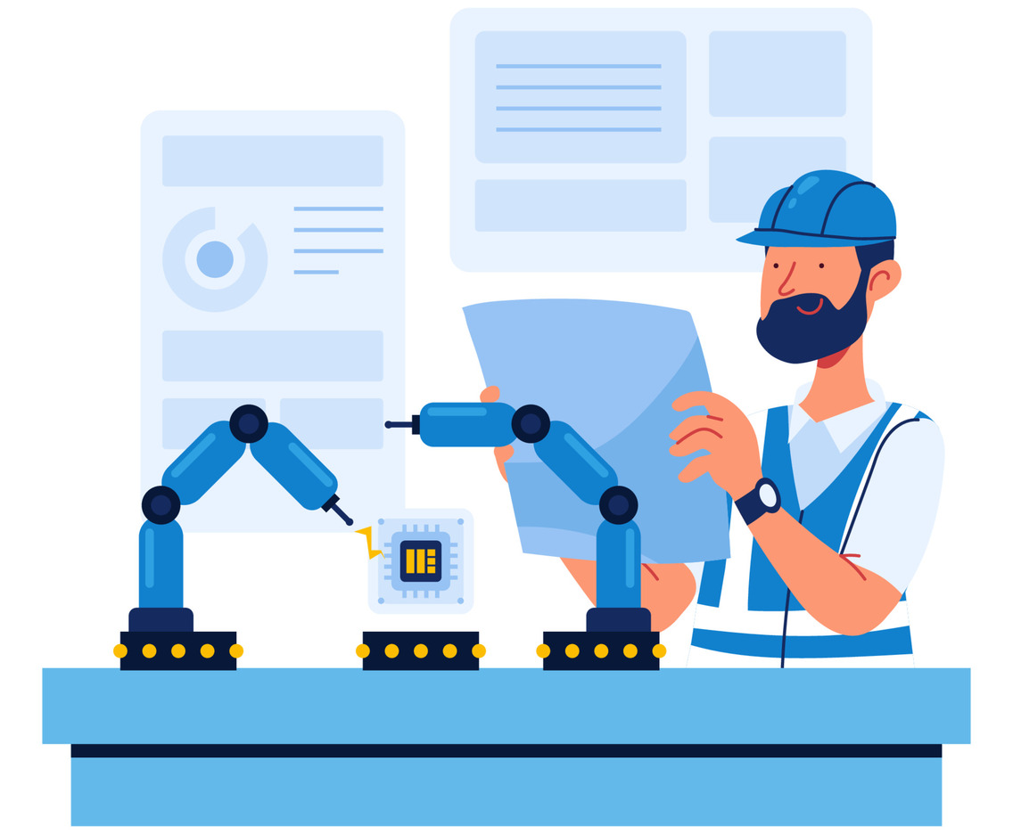 Engineer Designing A Chip Concept Vector Art & Graphics | freevector.com