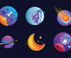 Celestial Bodies Icon Set Vector Art & Graphics | freevector.com
