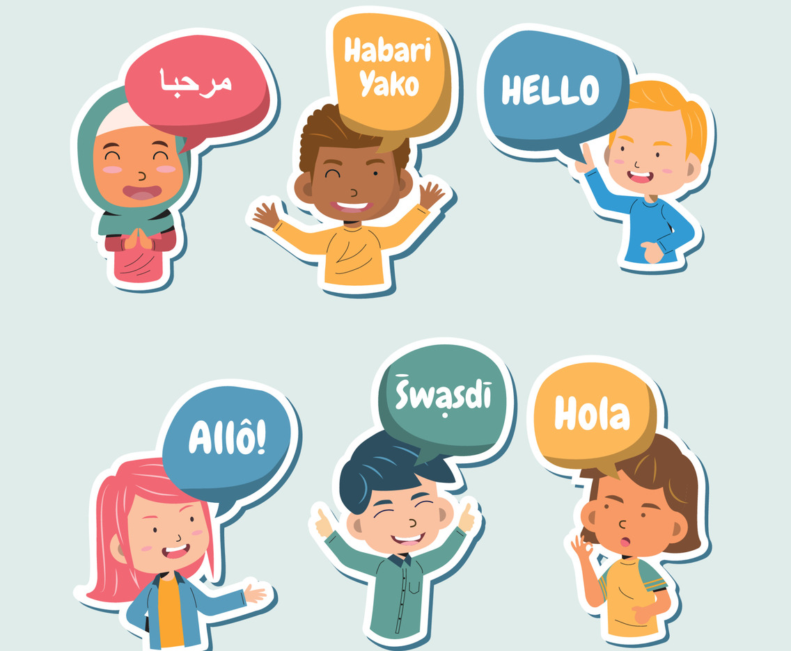 Language Diversity Character Sticker Collection Vector Art & Graphics ...