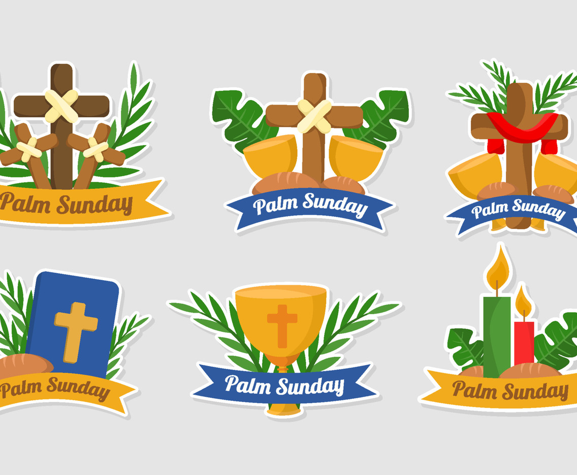 Set Of Palm Sunday Sticker Vector Art & Graphics | freevector.com