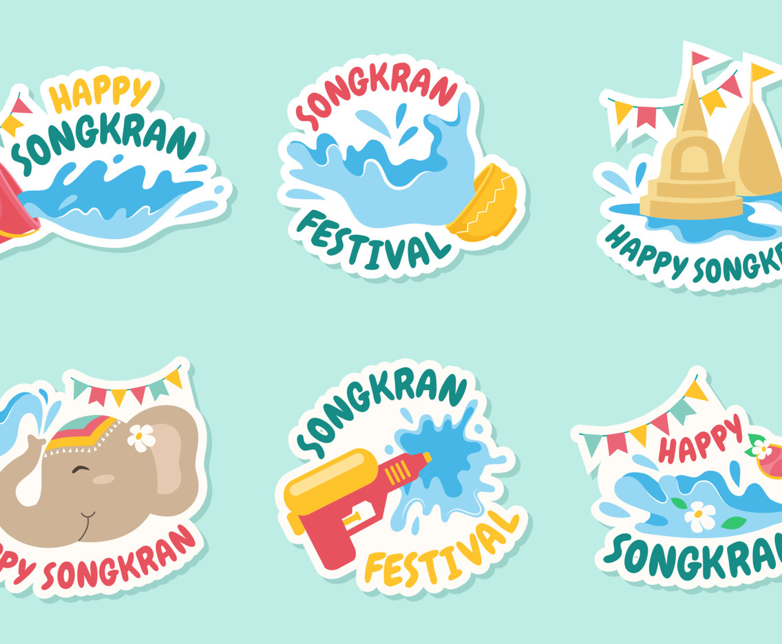Cute Songkran Festival Set Vector Art & Graphics | freevector.com