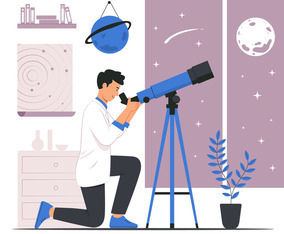 Astrophysicist Man Concept Vector Art & Graphics | freevector.com