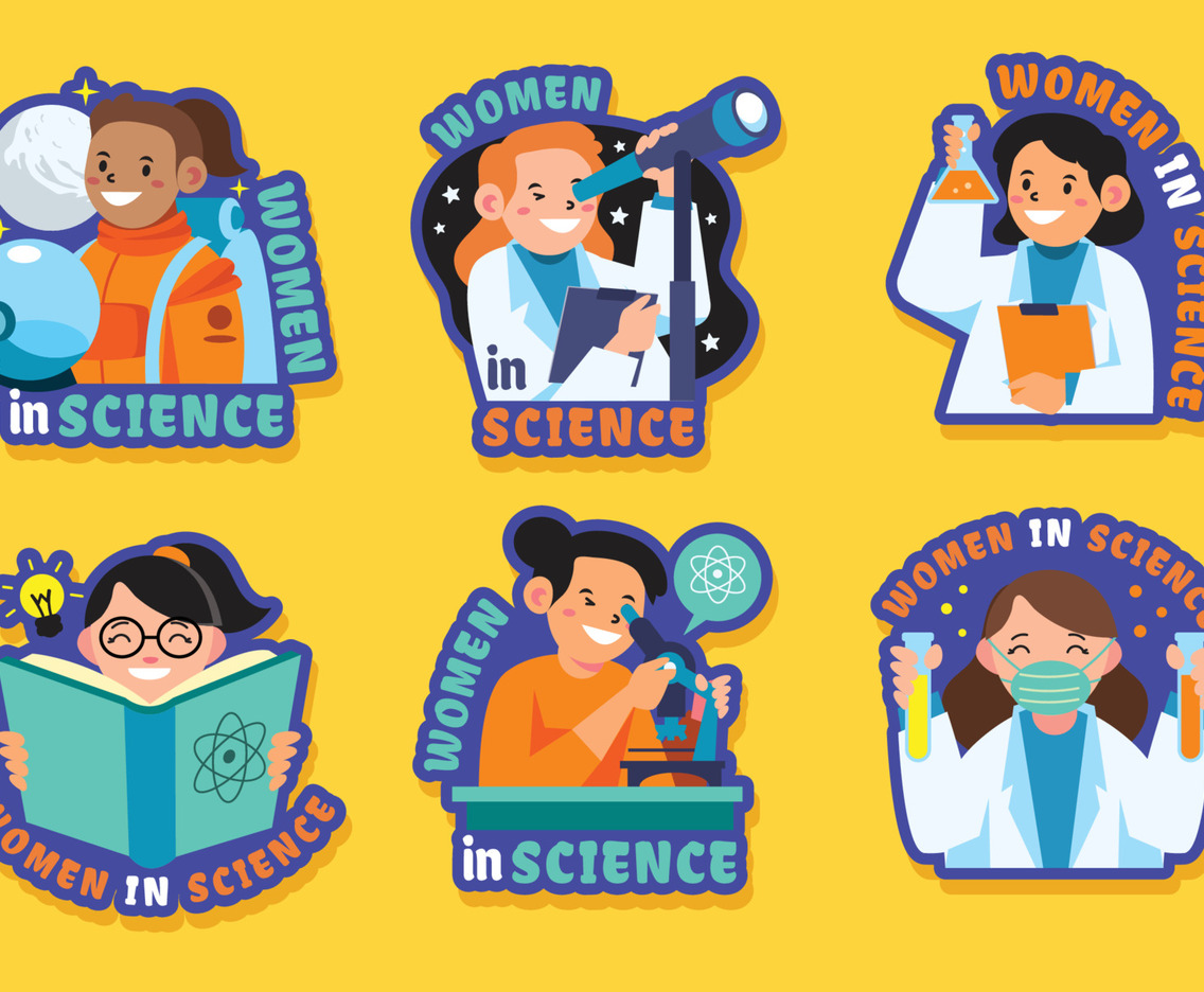 Women And Girls In Science Stickers Vector Art & Graphics | freevector.com