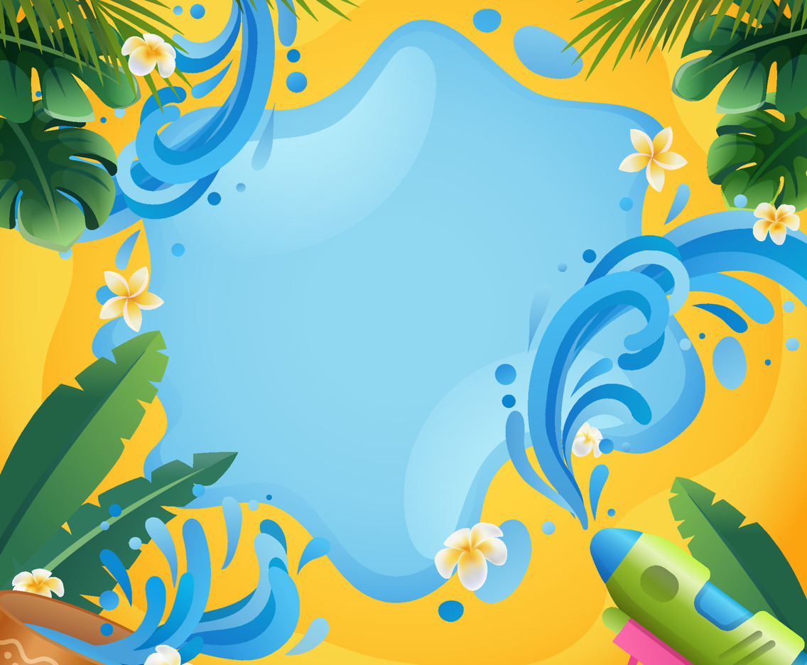 Songkran Festival Background With Water Gun Splash Vector Art ...