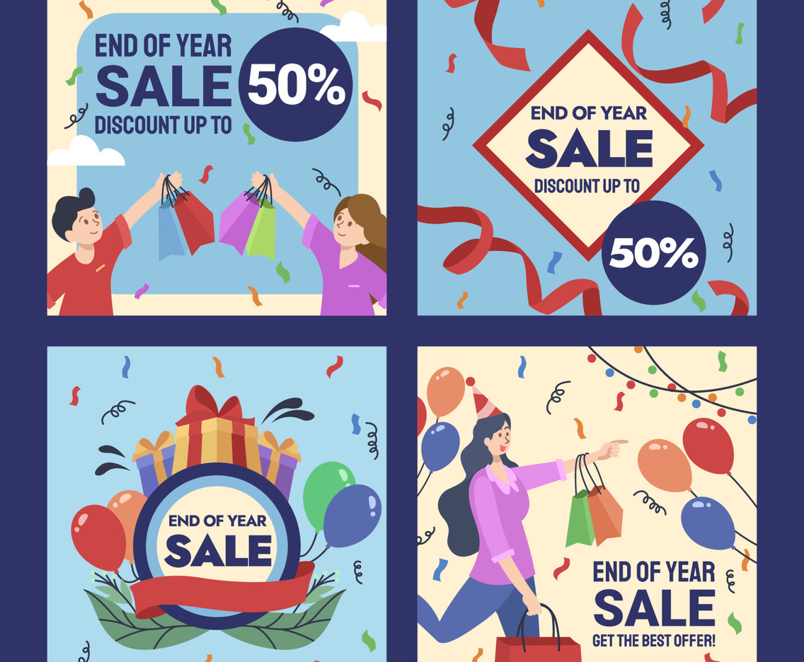 End Of Year Sale Social Media Post Vector Art & Graphics | freevector.com