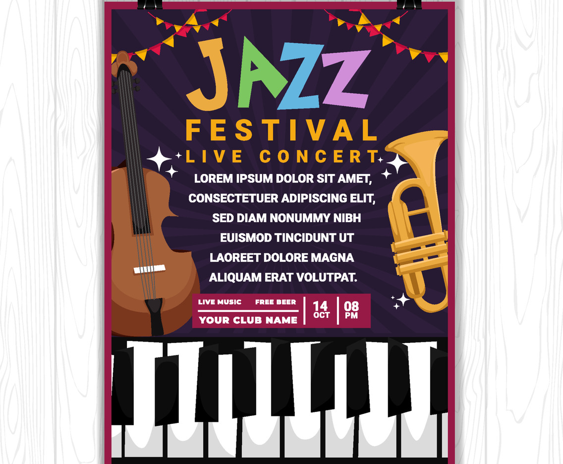 Poster Festival Music Jazz Template Vector Art & Graphics | freevector.com