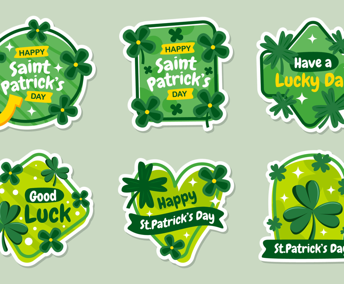 Shamrock Sticker Collection Vector Art & Graphics | freevector.com