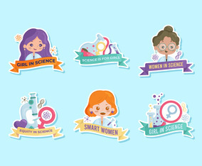 International Day Of Women And Girl In Science Sticker Pack Vector Art ...