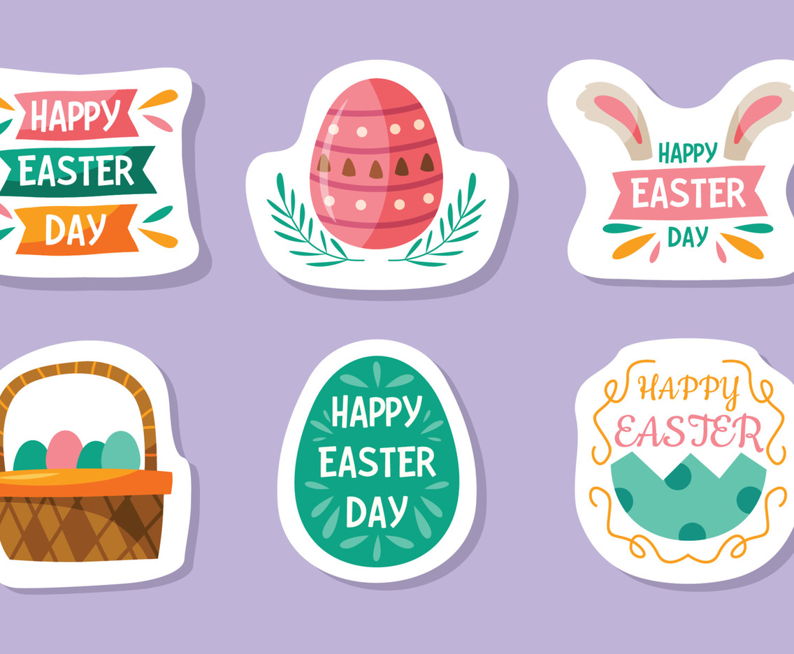 Happy Easter Day Vector Sticker Collection Vector Art & Graphics ...