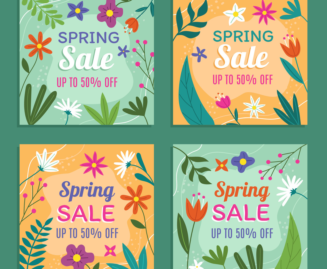 Spring Sale On Social Media Post Template Vector Art & Graphics ...