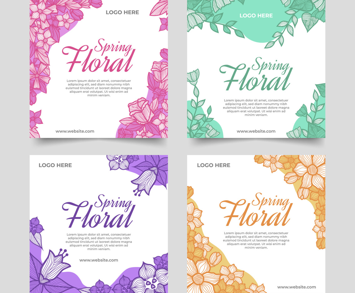 Floral Social Media Template Colection Vector Art & Graphics ...