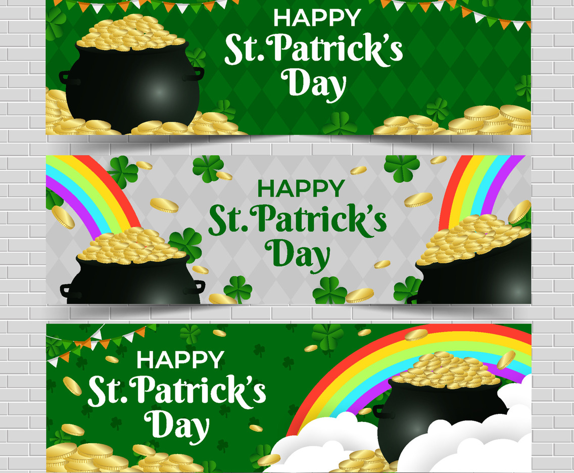 Banner Template With Pot Of Gold Vector Art & Graphics | freevector.com