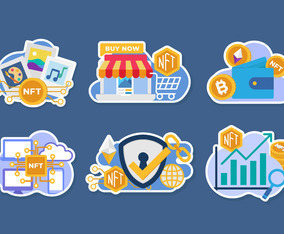 Non Fungible Token Nft Sticker Set Vector Art & Graphics | freevector.com