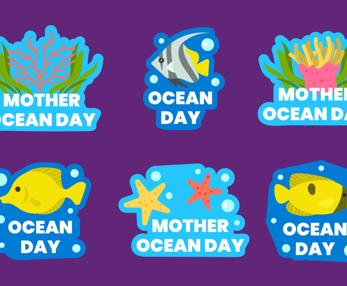 Mother Ocean Day Sticker Collection Vector Art & Graphics | freevector.com